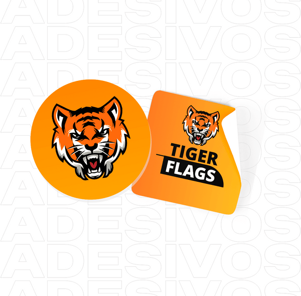 Adesivos 7x7 cm - 50 Unidades Personalizados – Tiger Flags
